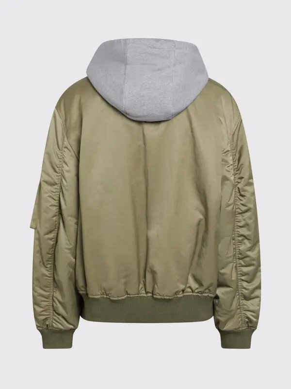 Loewe Single-breasted Bomber Jacket In Polyester With Hood And Zip Closure