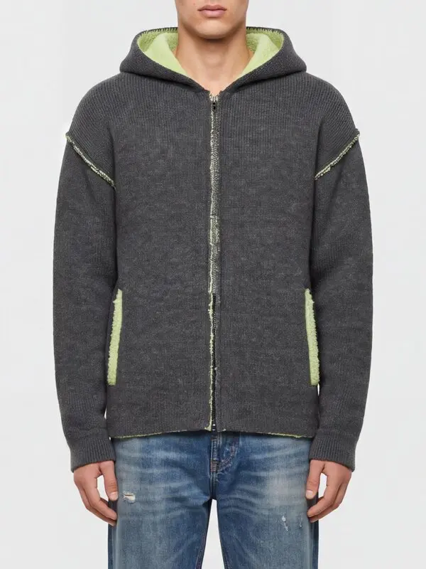 DIESEL® K-boubby Knitted Wool Blend Hoodie With Two-way Zip Closure