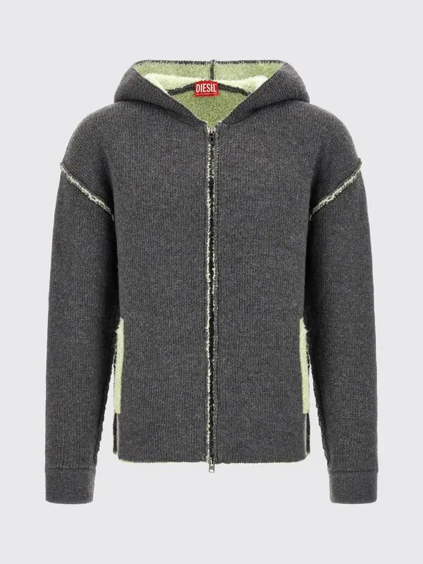 DIESEL® K-boubby Knitted Wool Blend Hoodie With Two-way Zip Closure