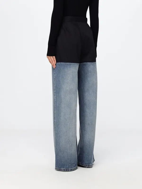 Alaïa High-waisted Wide Leg Jeans In Two-tone Cotton