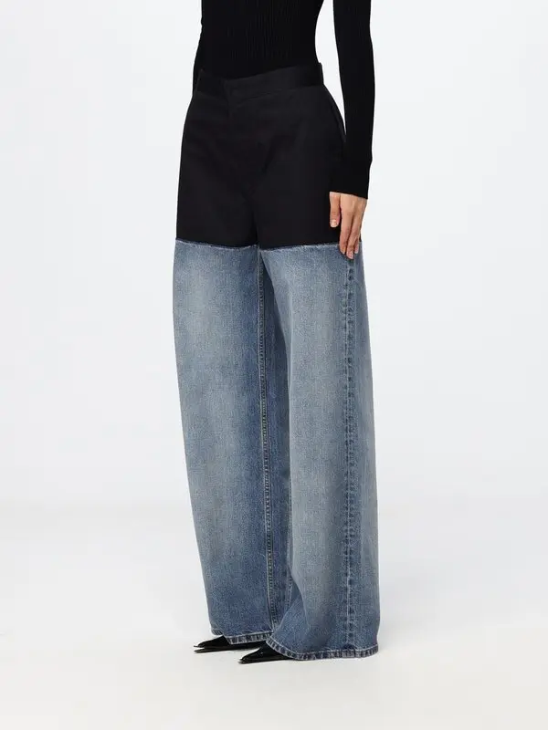 Alaïa High-waisted Wide Leg Jeans In Two-tone Cotton