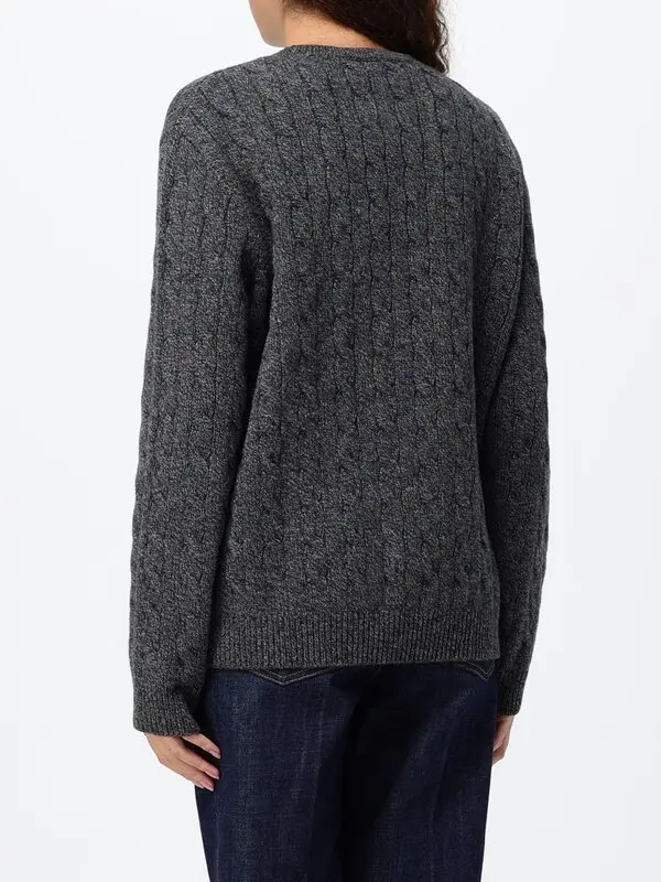 Valentino Garavani Crewneck Sweater In Pure Merino Wool With Applied Logo - Grey