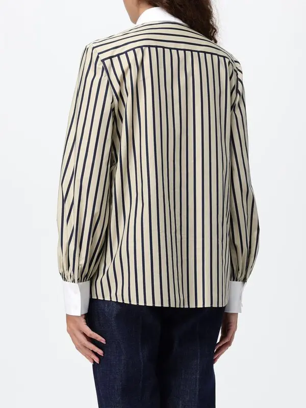 Valentino Garavani Striped Cotton Shirt With Pussy-bow Collar