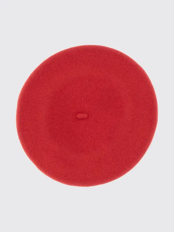 Borsalino Pure Wool Beret With Applied Logo - Cherry