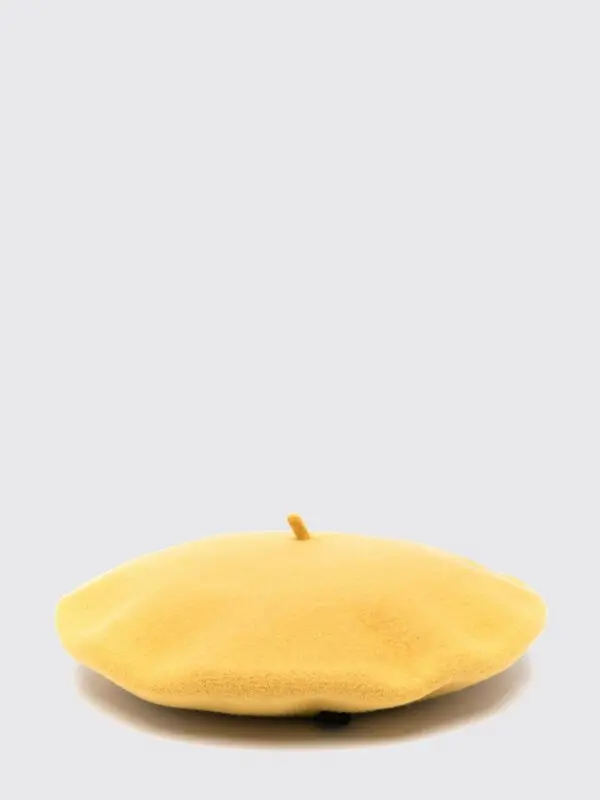 Borsalino Pure Wool Beret With Applied Logo - Yellow