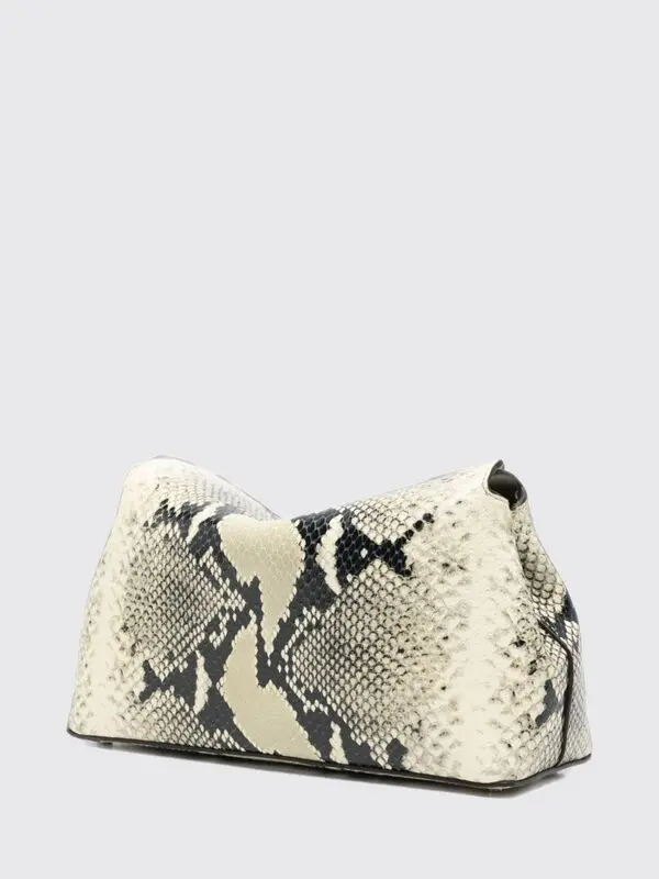 TOTEME T-lock Python-print Leather Clutch With Metal Closure - Ecru