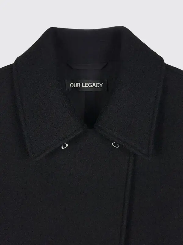 Our Legacy Double-breasted Long Virgin Wool Coat With Concealed Fastening - Black