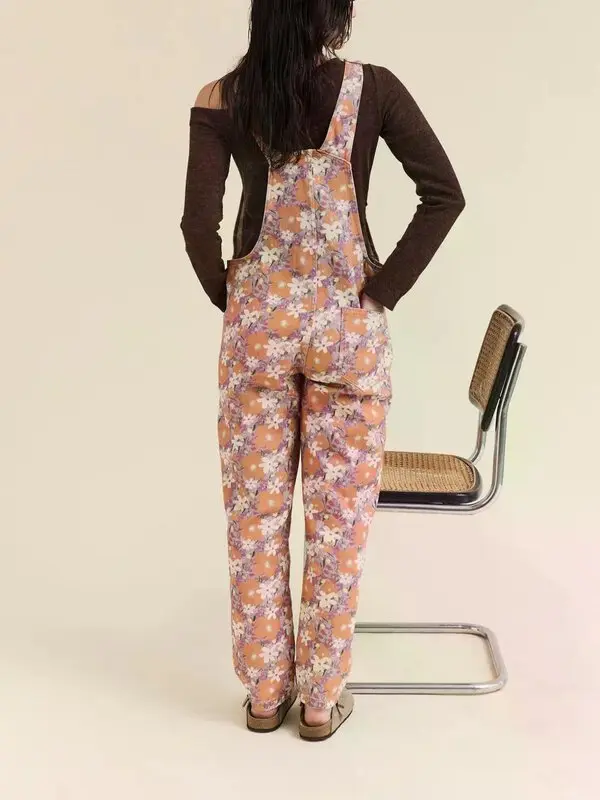 FAVORITE PEOPLE Fairground Floral-print Overalls - Orange