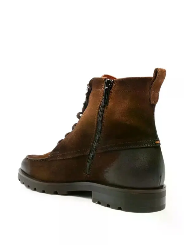Santoni Suede Panelled Lace-up Boots