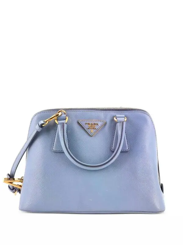 Prada Promenade Bag Saffiano Leather Small Satchel - Blue