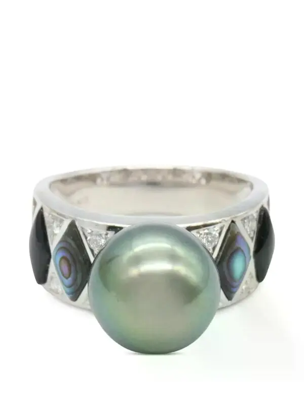 TASAKI 2010s Pearl Diamond Ring - Silver