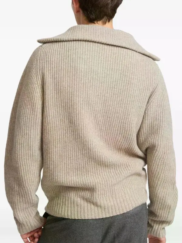 YVES SALOMON Ribbed-knit Half-zip Sweater