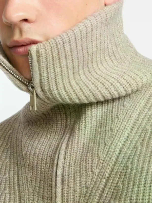 YVES SALOMON Ribbed-knit Half-zip Sweater