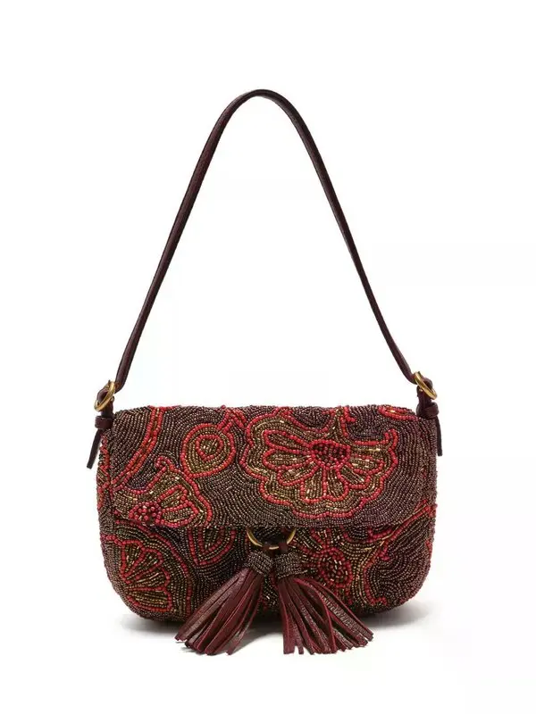 Malìparmi Blossom Bead-embroidered Shoulder Bag - Red