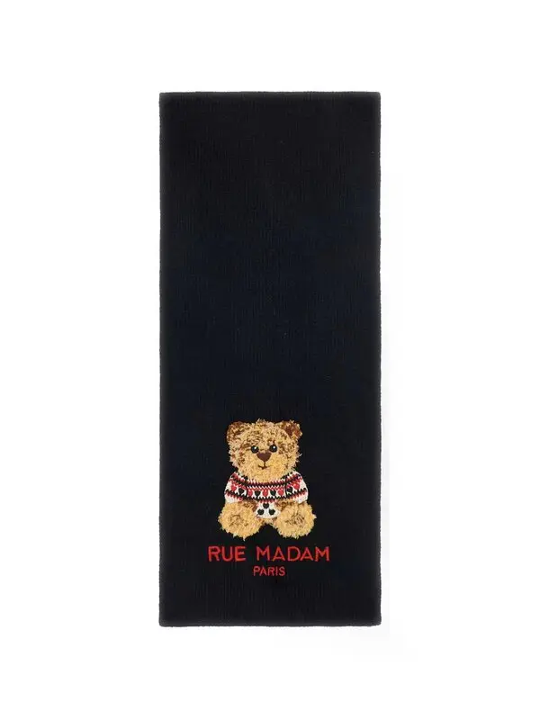 RUE MADAM PARIS Logo-detail Scarf - Black