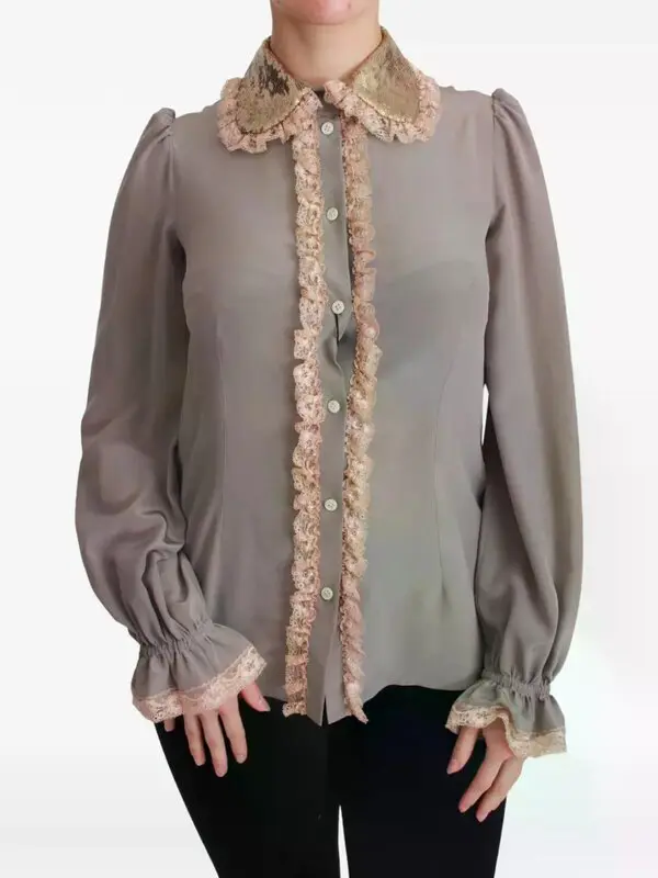 Dolce & Gabbana Lace-trimmed Sequin-collar Shirt