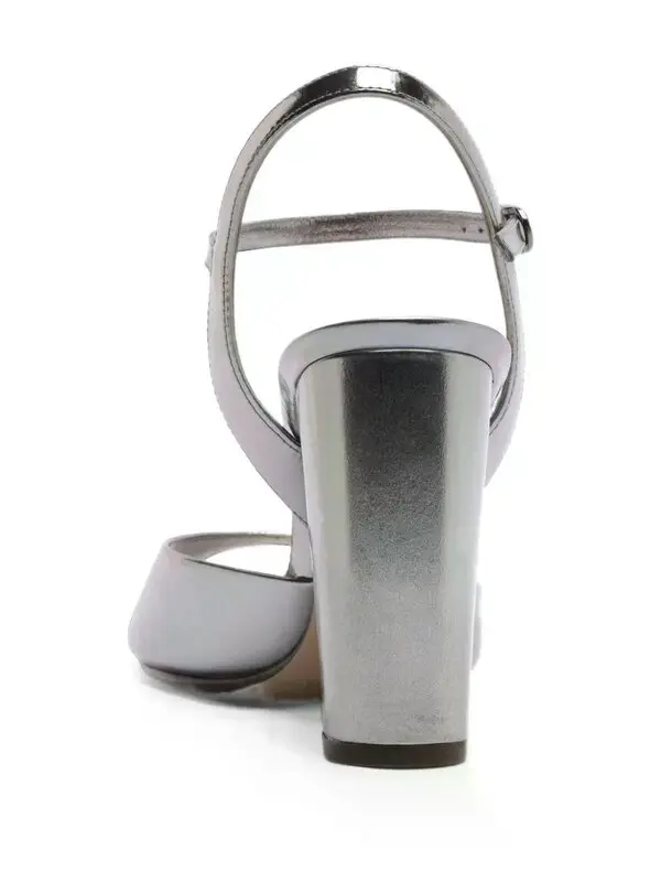 ALEXANDRE BIRMAN Amy Metallic Leather Sandals - Silver
