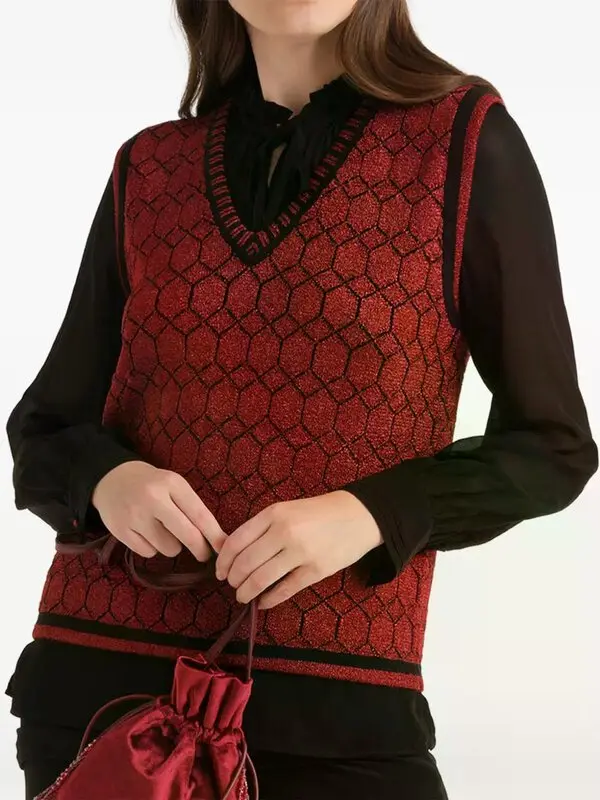 Malìparmi Jacquard-knit Quilted-effect Waistcoat - Red