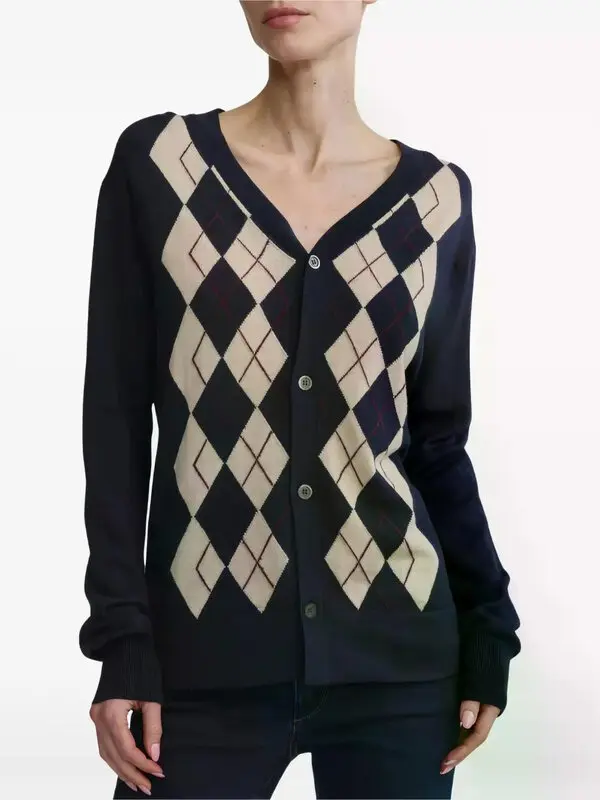 DL1961 Argyle V-neck Cardigan - Blue
