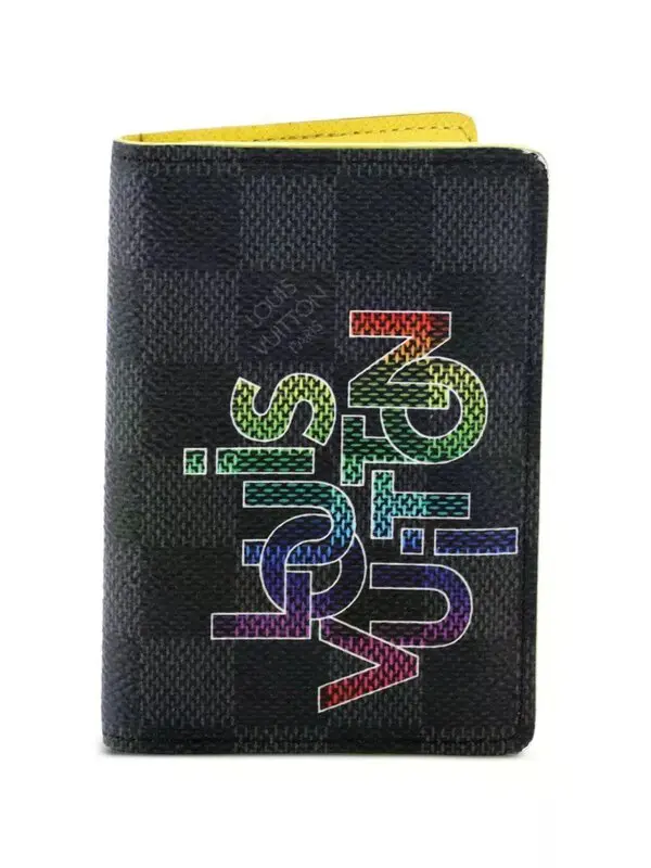 LOUIS VUITTON Pocket Organizer Limited Edition Interlinked Logo Damier Graphite Small Wallets - Black