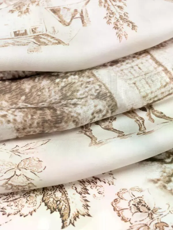 ELIZABETTA Toile De Jouy Silk Scarf - Brown