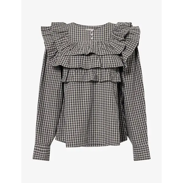 DAMSON MADDER Shay Check-print Cotton Blouse