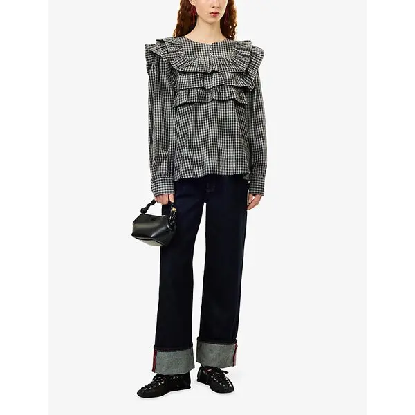 DAMSON MADDER Shay Check-print Cotton Blouse
