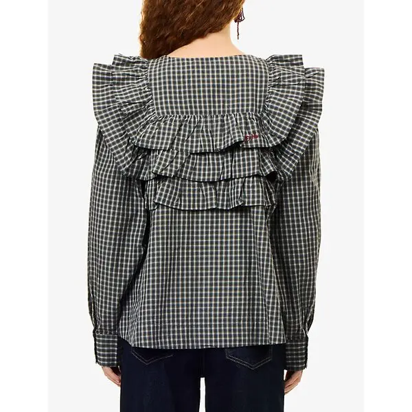 DAMSON MADDER Shay Check-print Cotton Blouse