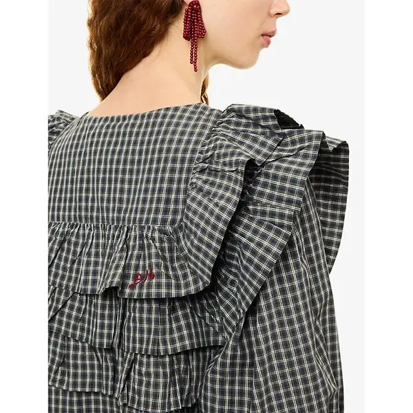 DAMSON MADDER Shay Check-print Cotton Blouse