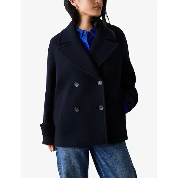 Whistles Double Breasted Wool-blend Pea Coat
