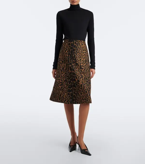 Carolina Herrera Leopard-print Virgin Wool Midi Skirt