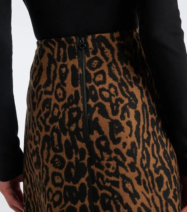 Carolina Herrera Leopard-print Virgin Wool Midi Skirt