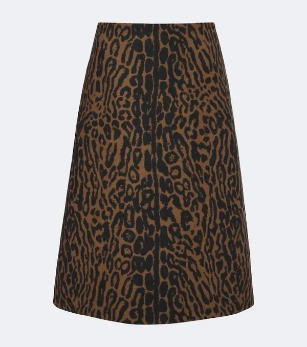 Carolina Herrera Leopard-print Virgin Wool Midi Skirt - Brown