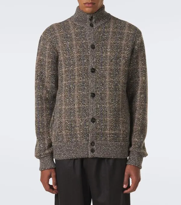 Agnona Checked Wool And Cashmere Cardigan
