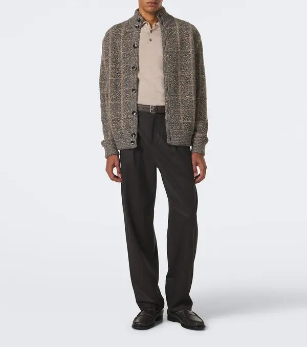 Agnona Checked Wool And Cashmere Cardigan
