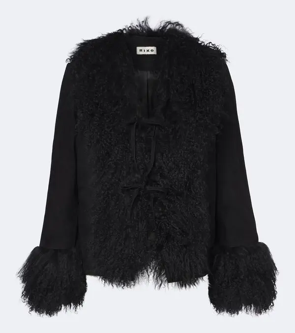Rixo Sammy Shearling-trimmed Suede Jacket
