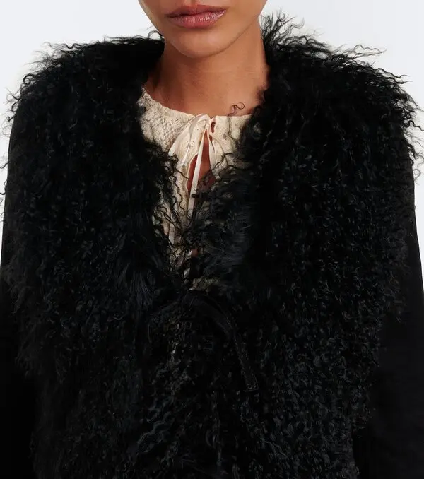 Rixo Sammy Shearling-trimmed Suede Jacket