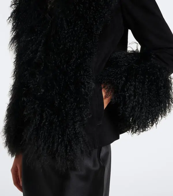 Rixo Sammy Shearling-trimmed Suede Jacket