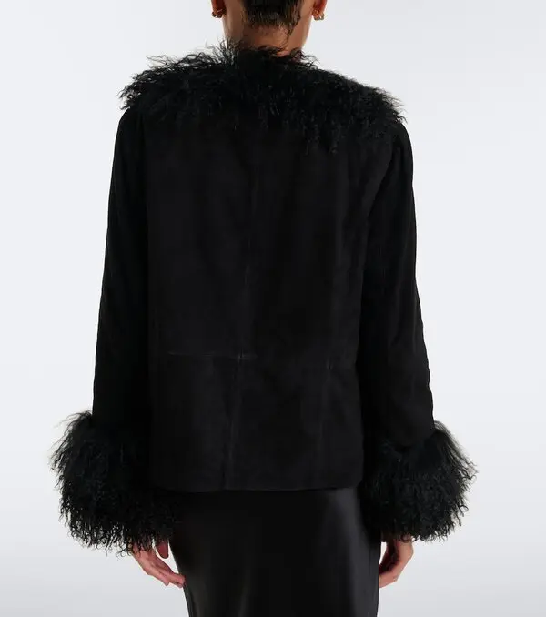 Rixo Sammy Shearling-trimmed Suede Jacket