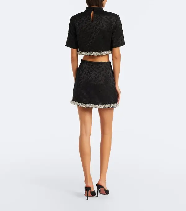 Simkhai Idina Embellished Floral Miniskirt