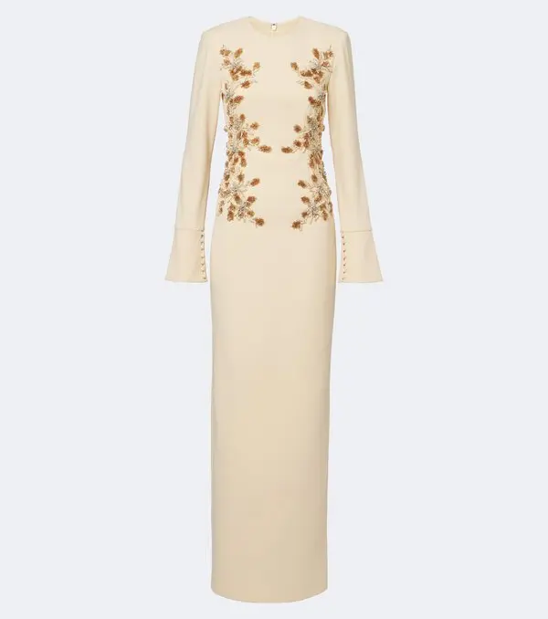 Rebecca Vallance Lulee Embellished Floral Gown - Yellow