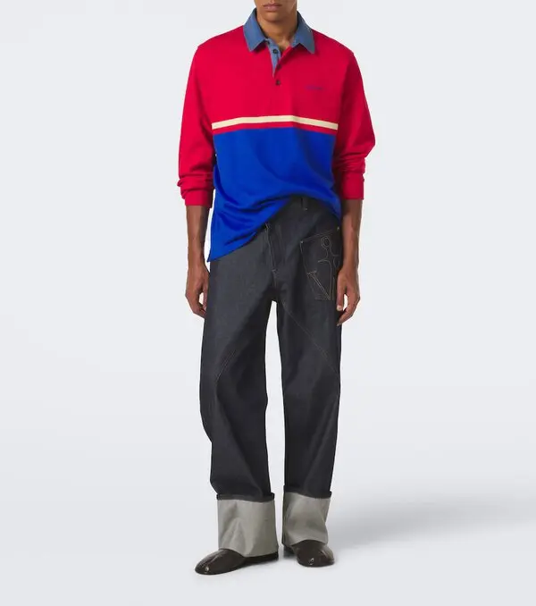 JW Anderson Paneled Cotton Jersey Polo Shirt