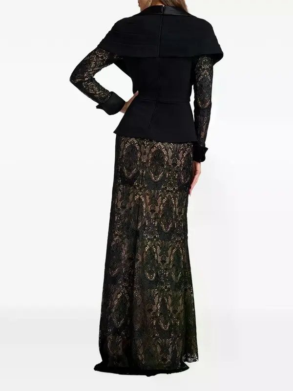 Tadashi Shoji Lace-overlay Shawl-lapel Dress