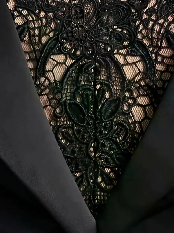 Tadashi Shoji Lace-overlay Shawl-lapel Dress