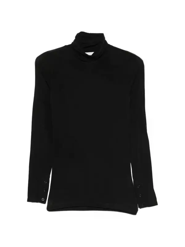 SOLOTRE Buttoned-cuff Roll-neck Top
