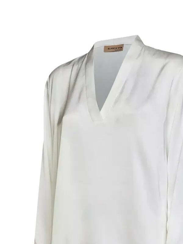 BLANCA VITA V-neck Long-sleeve Blouse