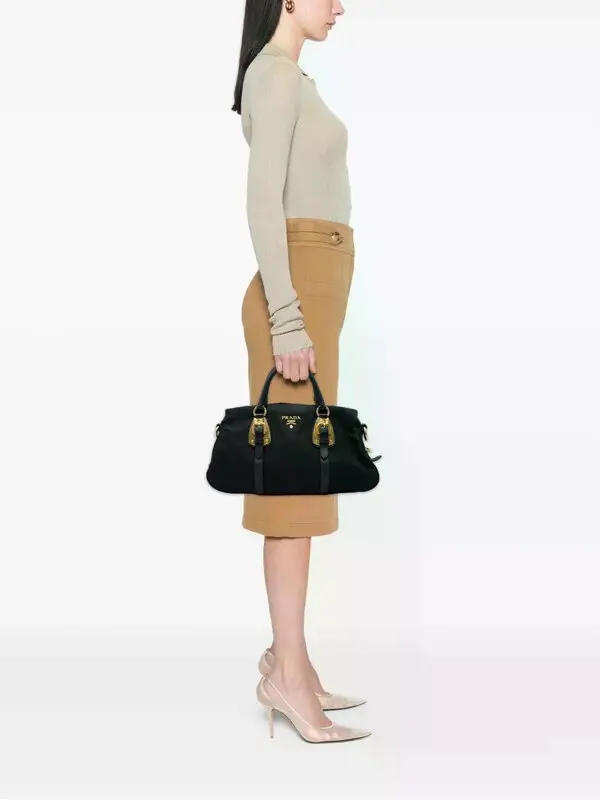 Prada 2000-2013 Soft Calf Trimmed Tessuto Satchel