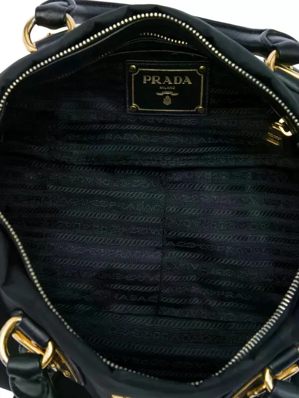 Prada 2000-2013 Soft Calf Trimmed Tessuto Satchel