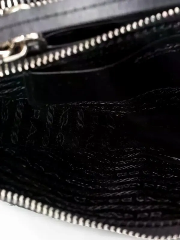 Prada Triangle Double Pouch Crystal Embellished Satin Mini Crossbody Bag