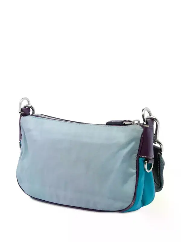 Prada 2013-2026 Saffiano Trimmed Tessuto Front Pocket Zip Top Shoulder Bag